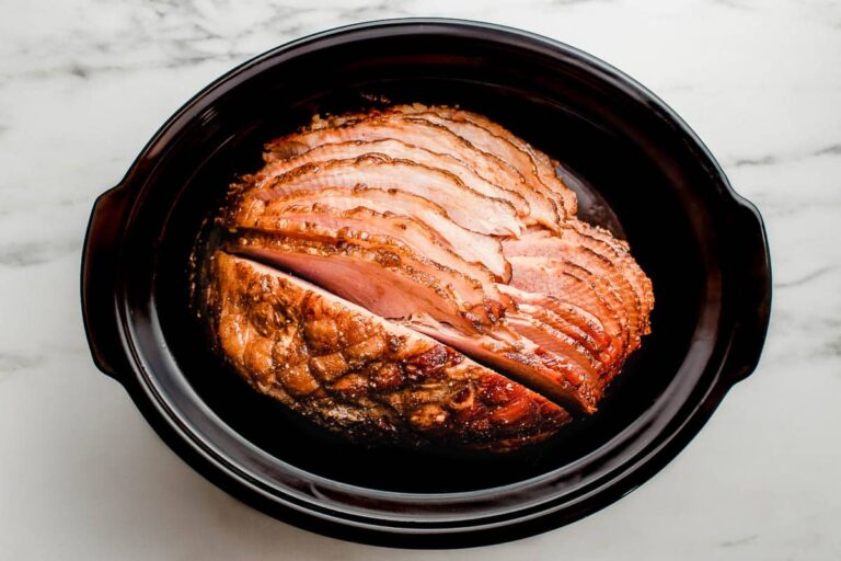 Slow Cooker Ham with Brown Sugar Honey Glaze - Little Spoon Farm