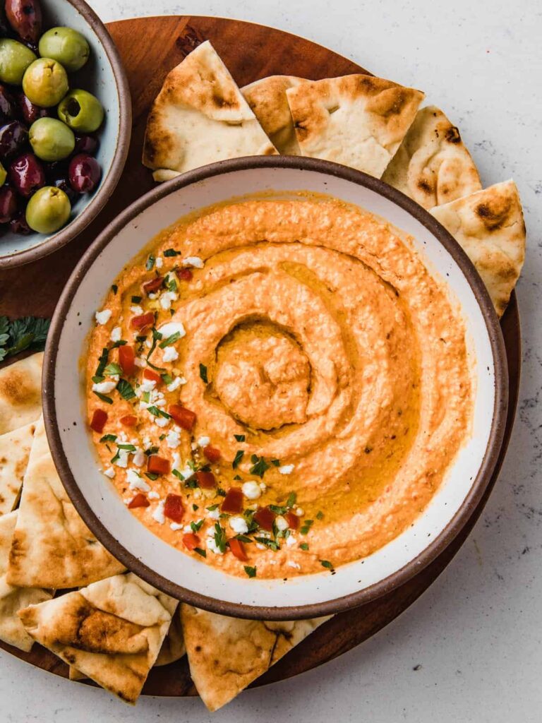 Roasted Red Pepper and Feta Dip - Little Spoon Farm